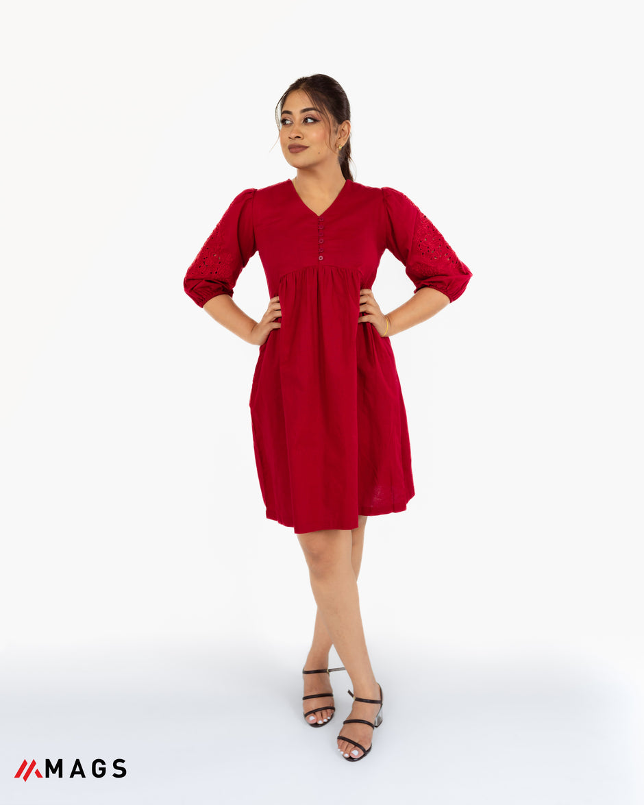 Ruby Sleeve Detail Embroidery Dress